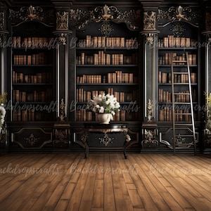 12 Zoom Background, Dark Library Virtual Zoom Backdrop, Microsoft Teams ...