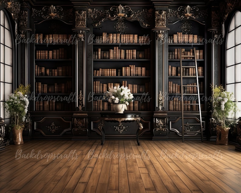 12 Zoom Background Dark Library Virtual Zoom Backdrop - Etsy