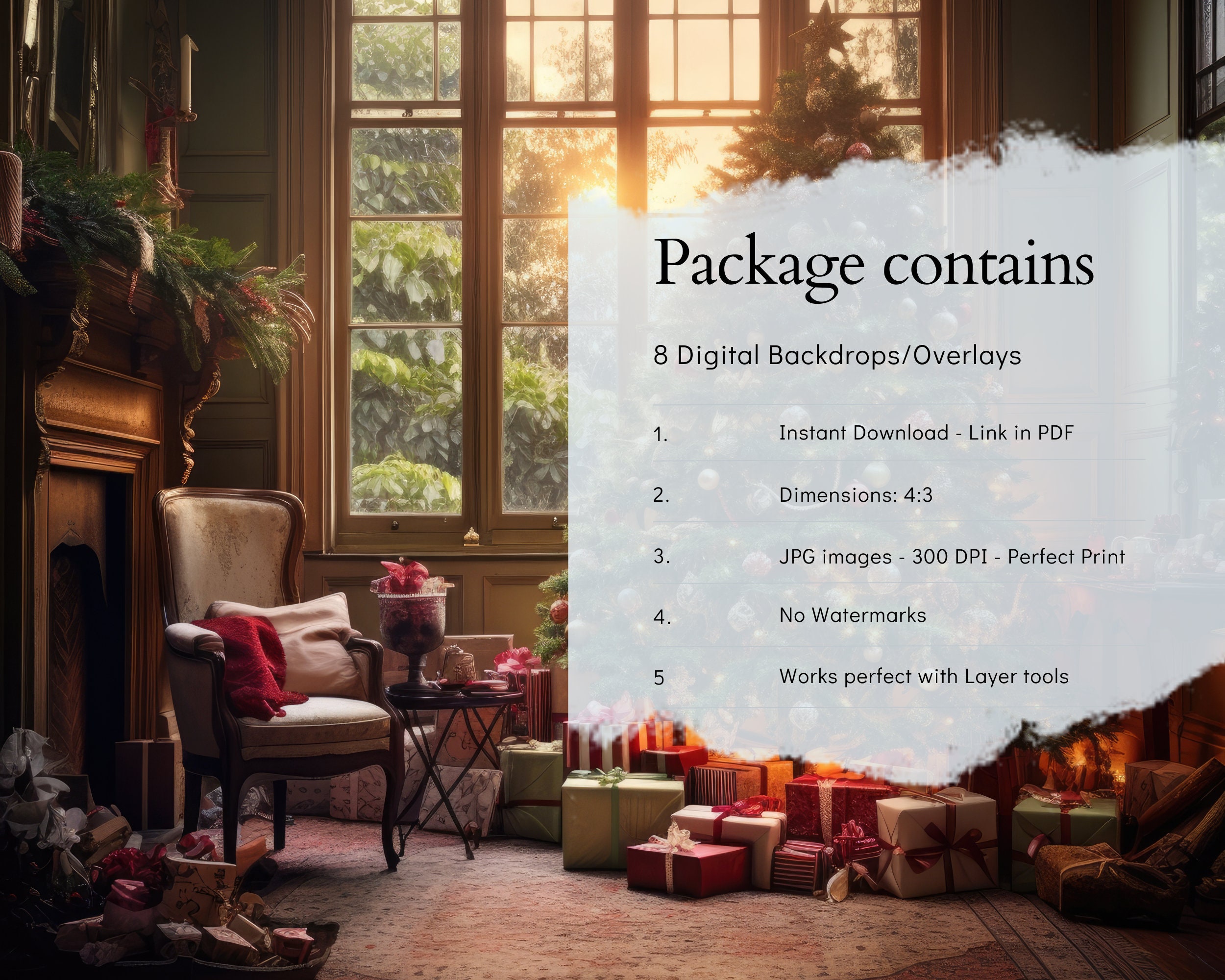 8 Photography Digital Background, Winter Christmas Tree Template ...