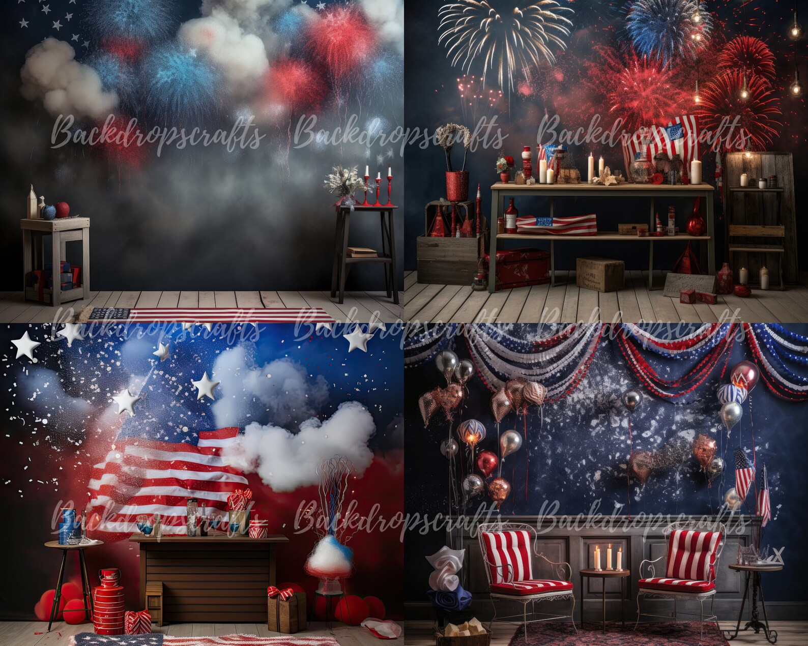 4th of July Digital Backdrops Mega Bundle Patriot Holiday Independence ...