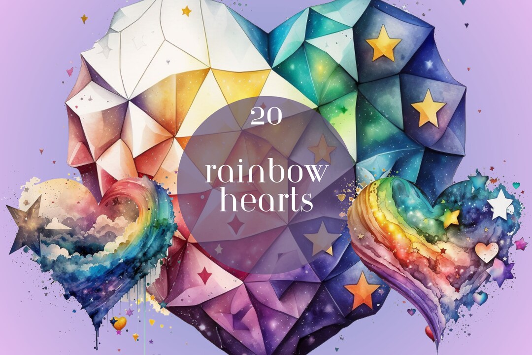 Watercolor Rainbow Heart Clipart, These Colorful Hearts Are for ...