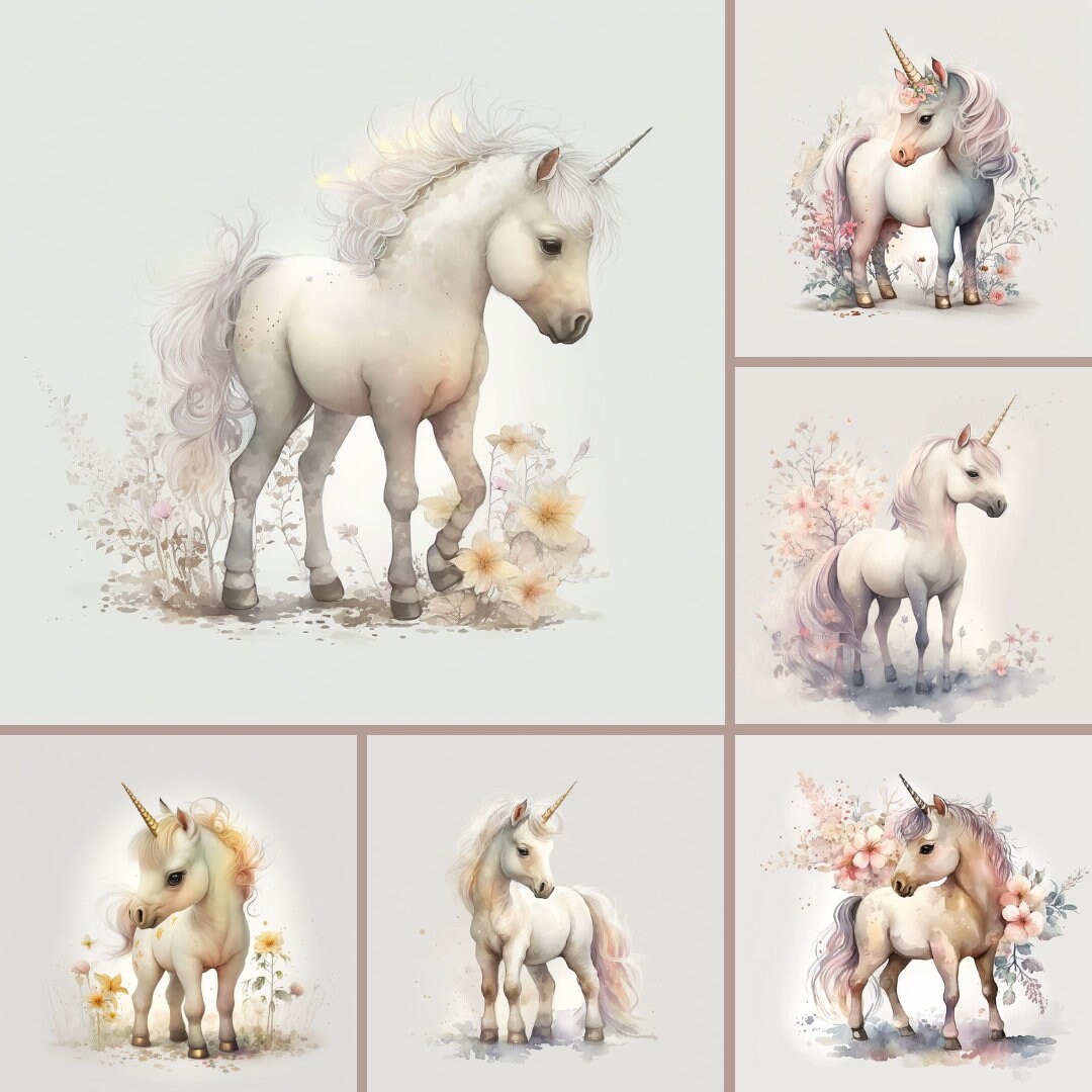 Watercolor Magic Unicorn Clipart, These Pastel Unicorns Are for ...