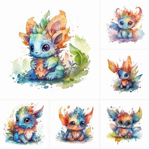 Watercolor Colourful Mythical Creatures Clipart, These Cute Creatures ...