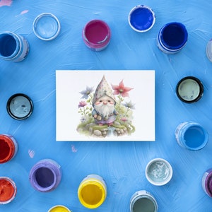 Watercolor Garden Gnomes - Floral Spring Fantasy Clip Art, PNG, Instant ...