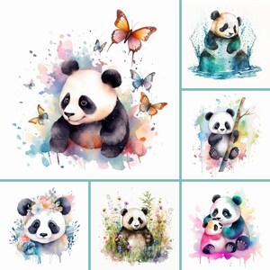 Cute Watercolor Panda Clipart, These Baby Panda Bears Are for ...