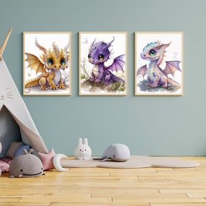 Cute Baby Dragon Clipart - Watercolor Colorful PNG Digital Image ...