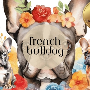 Watercolor French Bulldog Clipart, These Cute Dogs Are for Commercial ...