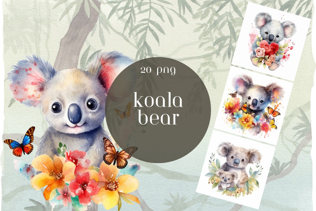 Watercolor Koala Bear Clipart, These Cute Koalas Are for Commercial Use ...