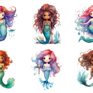 Watercolor Mermaids Clipart, These Cute Mermaid Images Are for ...