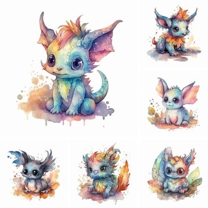 Watercolor Colourful Mythical Creatures Clipart, These Cute Creatures ...
