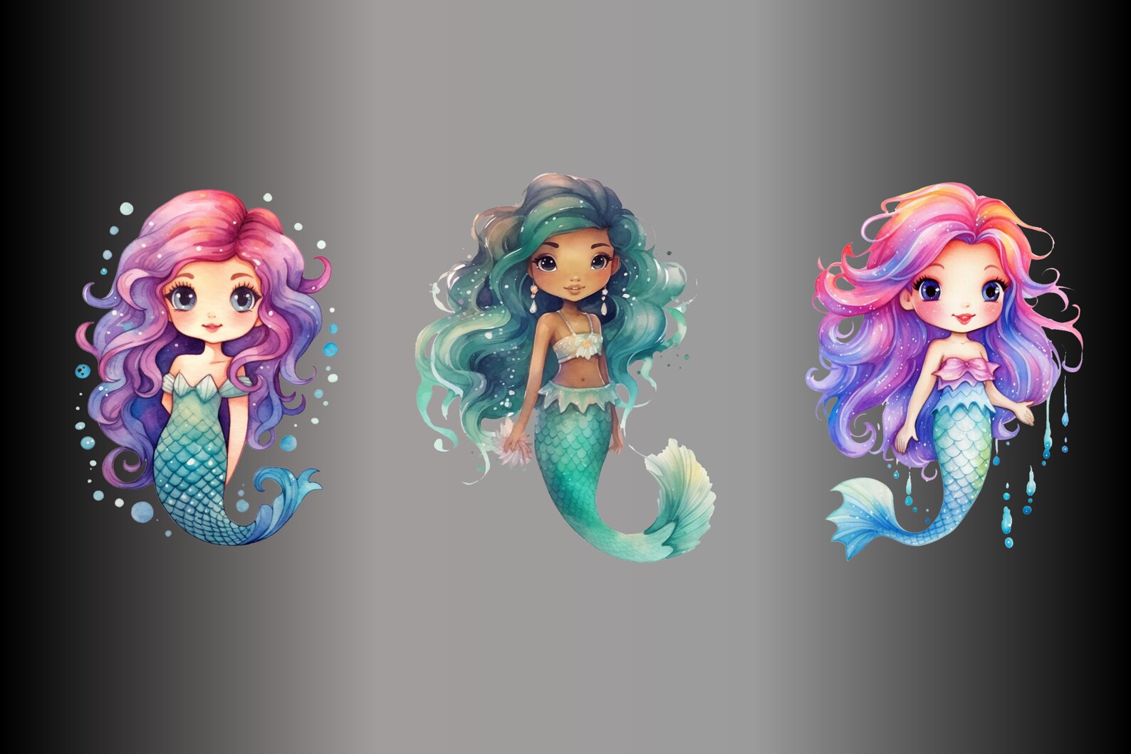 Watercolor Mermaids Clipart, These Cute Mermaid Images Are for ...