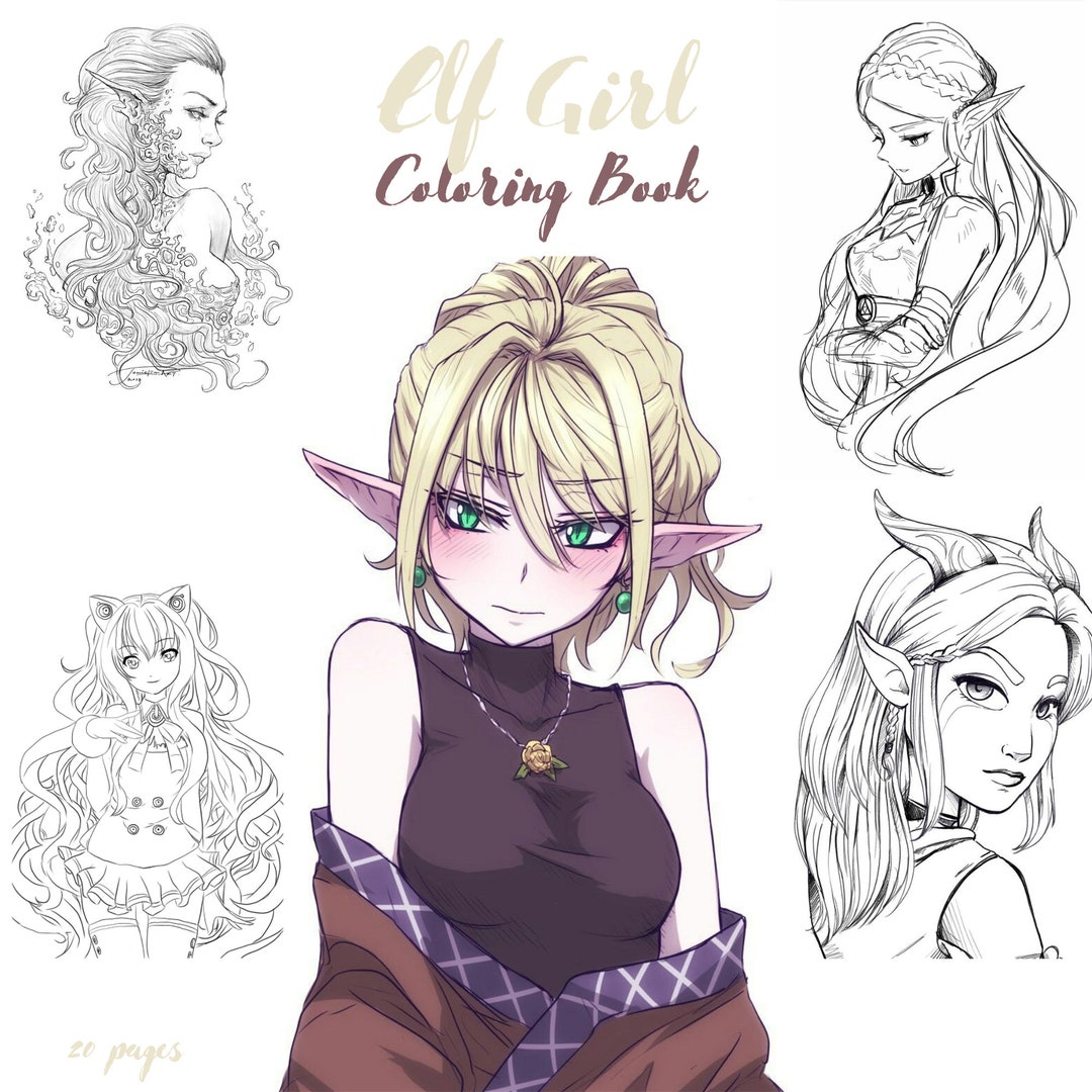 Elf Girl Coloring Book With 20 Enchanting Pages for Kids and - Etsy