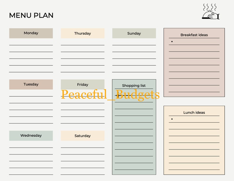 Printable Weekly Meal Planner Landscape Food Diary Meal - Etsy