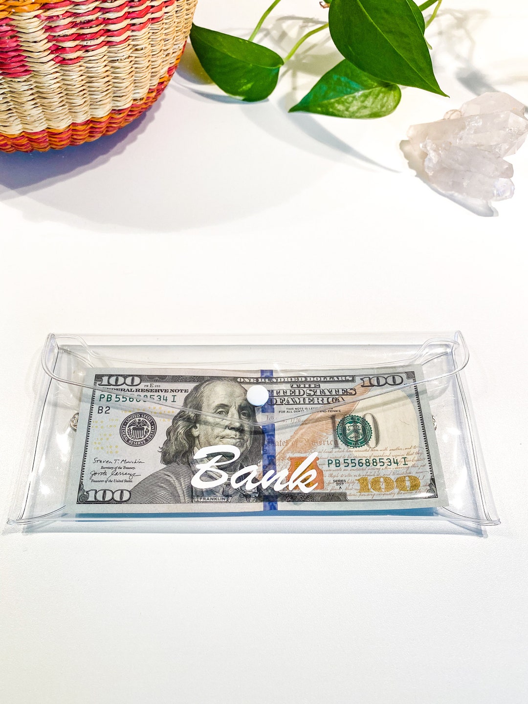 Clear Pouch Transparent Snap Closure Cash Envelope custom Budget ...