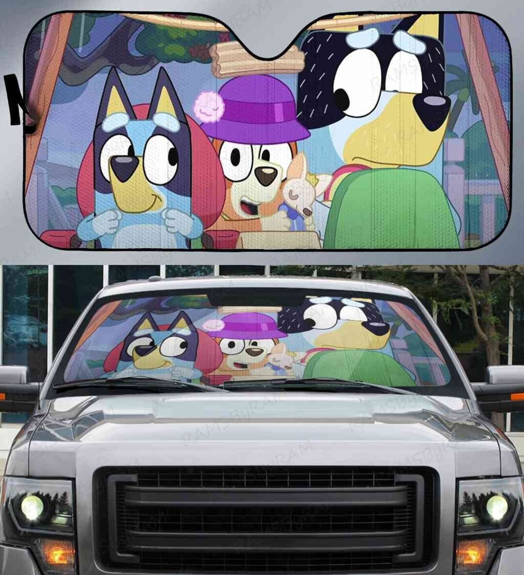 Bluey in Cars Car Sunshade Bluey Car Sun Protector Funny - Etsy