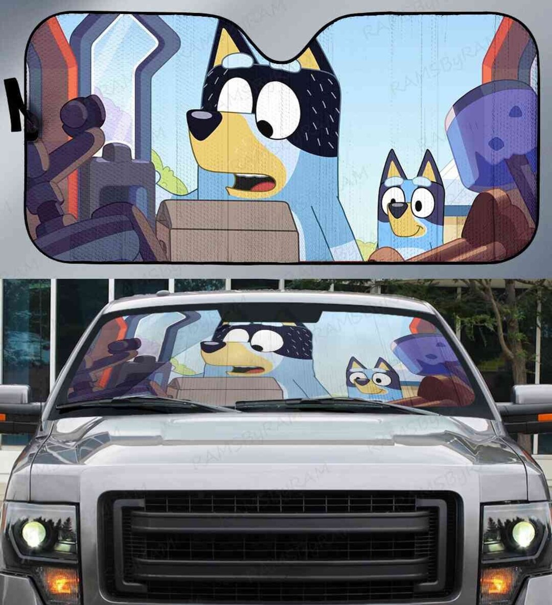 Bluey in Cars Car Sunshade Bluey Car Sun Protector Funny - Etsy
