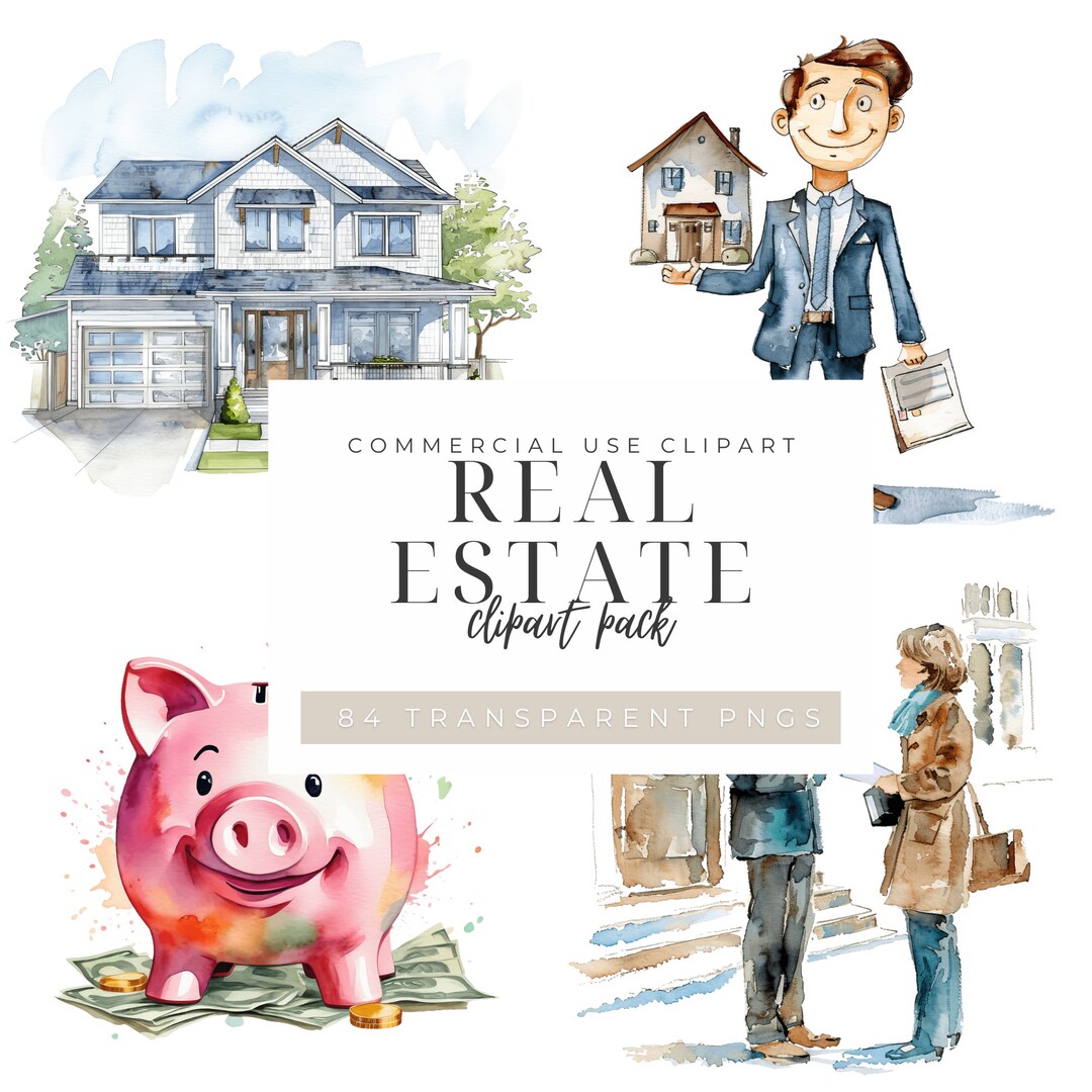 Real Estate Clipart Starter Pack Watercolor Images 300DPI Png's - Etsy