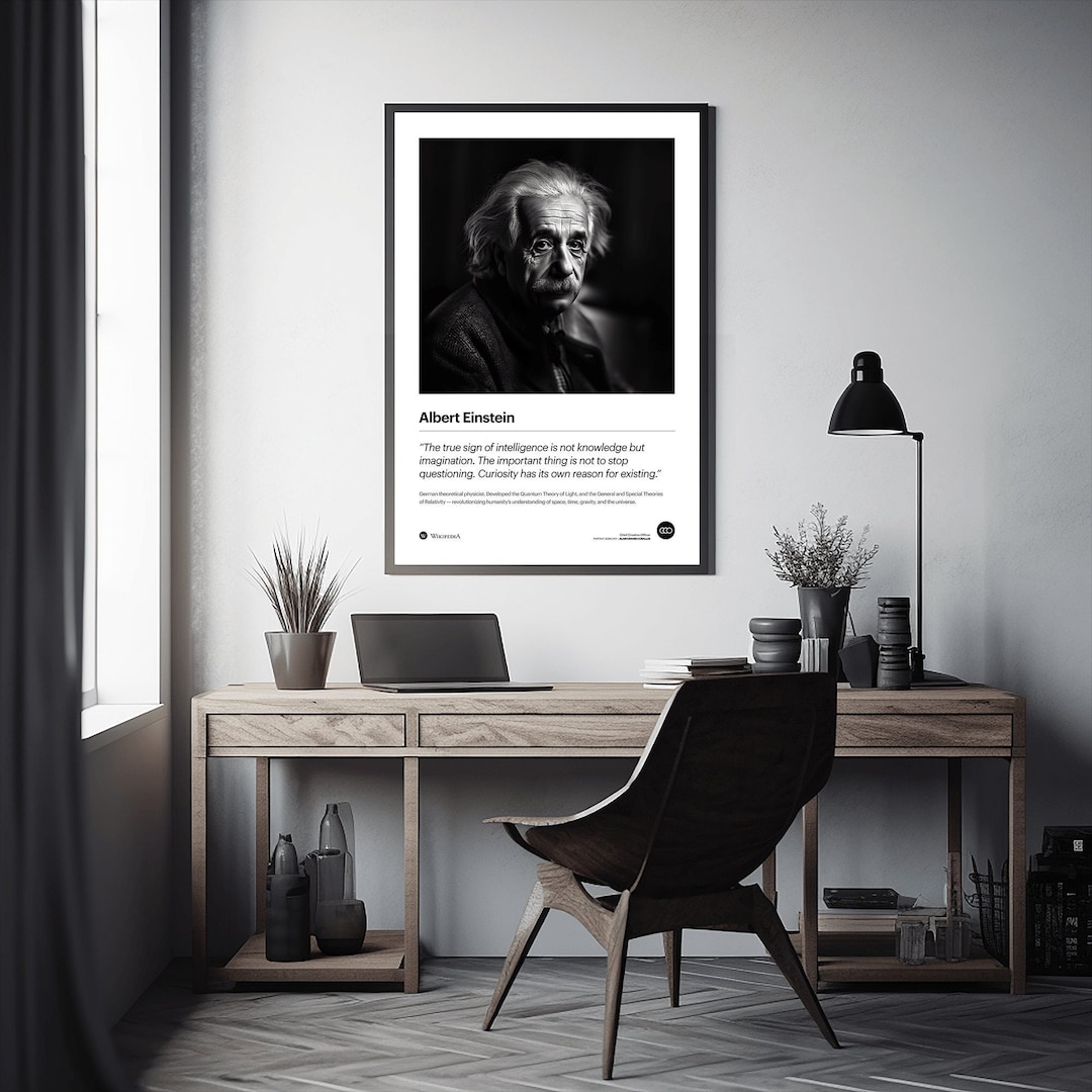 Albert Einstein - Digital Poster Art - 28 X 42 (w/ Half-inch Bleed ...