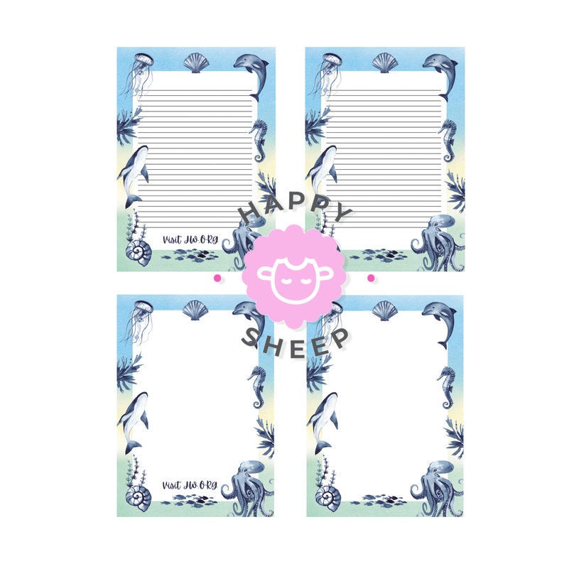 JW Letter Writing Templates Sea Campaign Stationary Lines & No Lines - Etsy