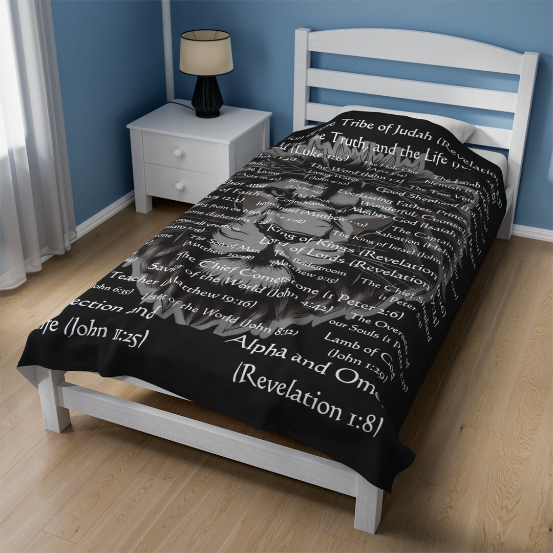 Lion of Judah Velveteen Blanket: Names of Jesus Design - Etsy