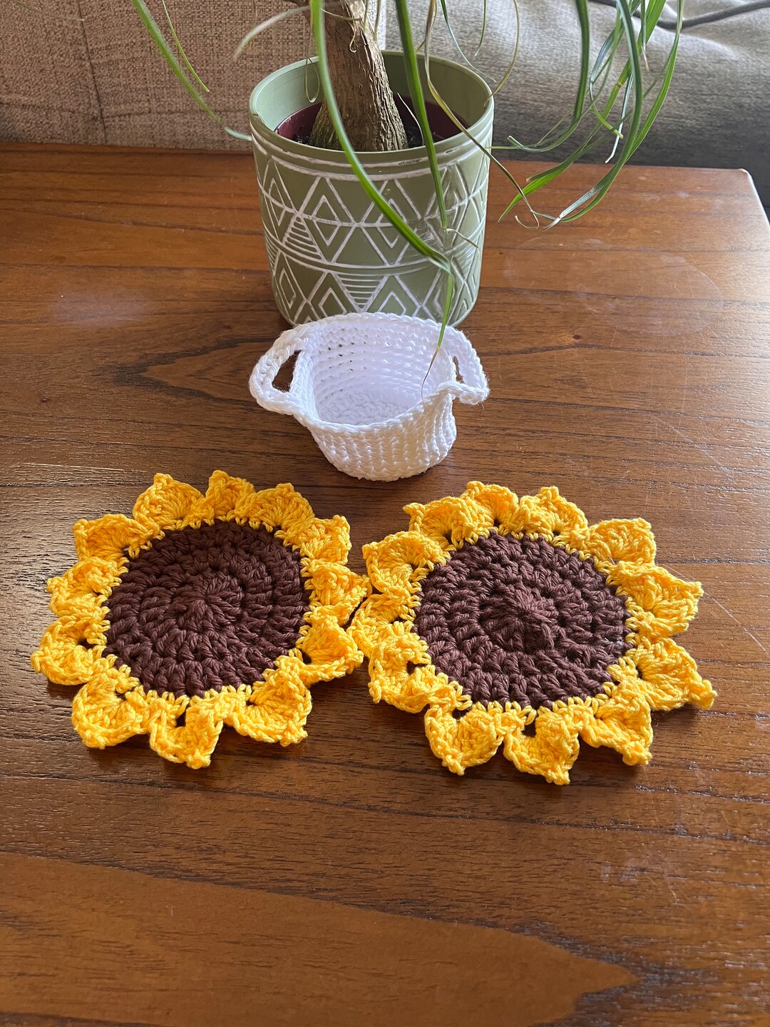 Sunflower Coaster Set - Etsy