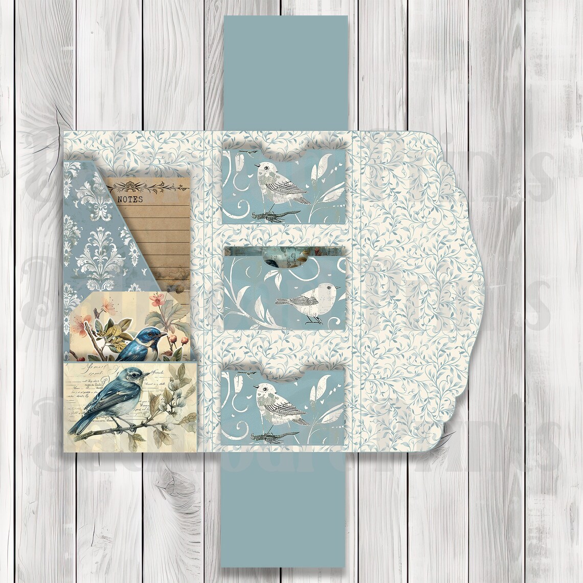Vintage Birds Fold Out Folio Kit - Journal Paper Set, Junk Journal ...