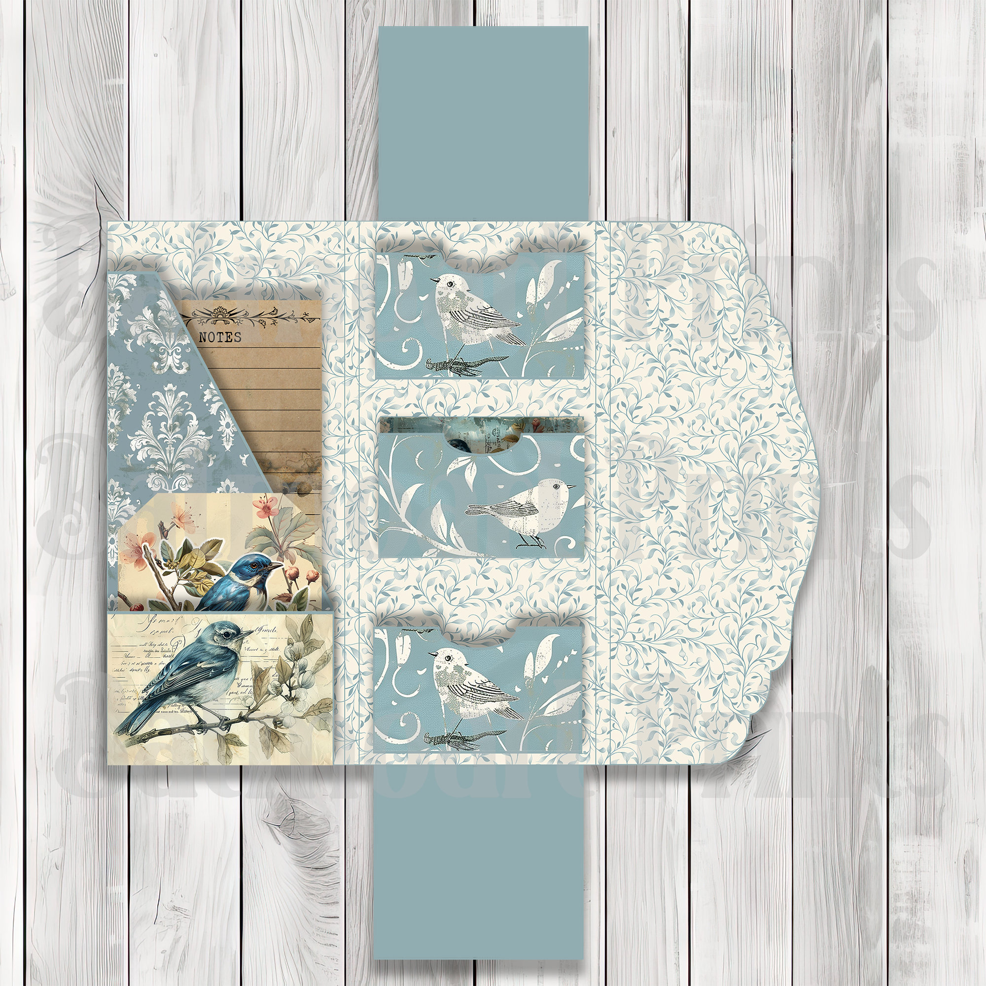 Vintage Birds Fold Out Folio Kit - Journal Paper Set, Junk Journal ...