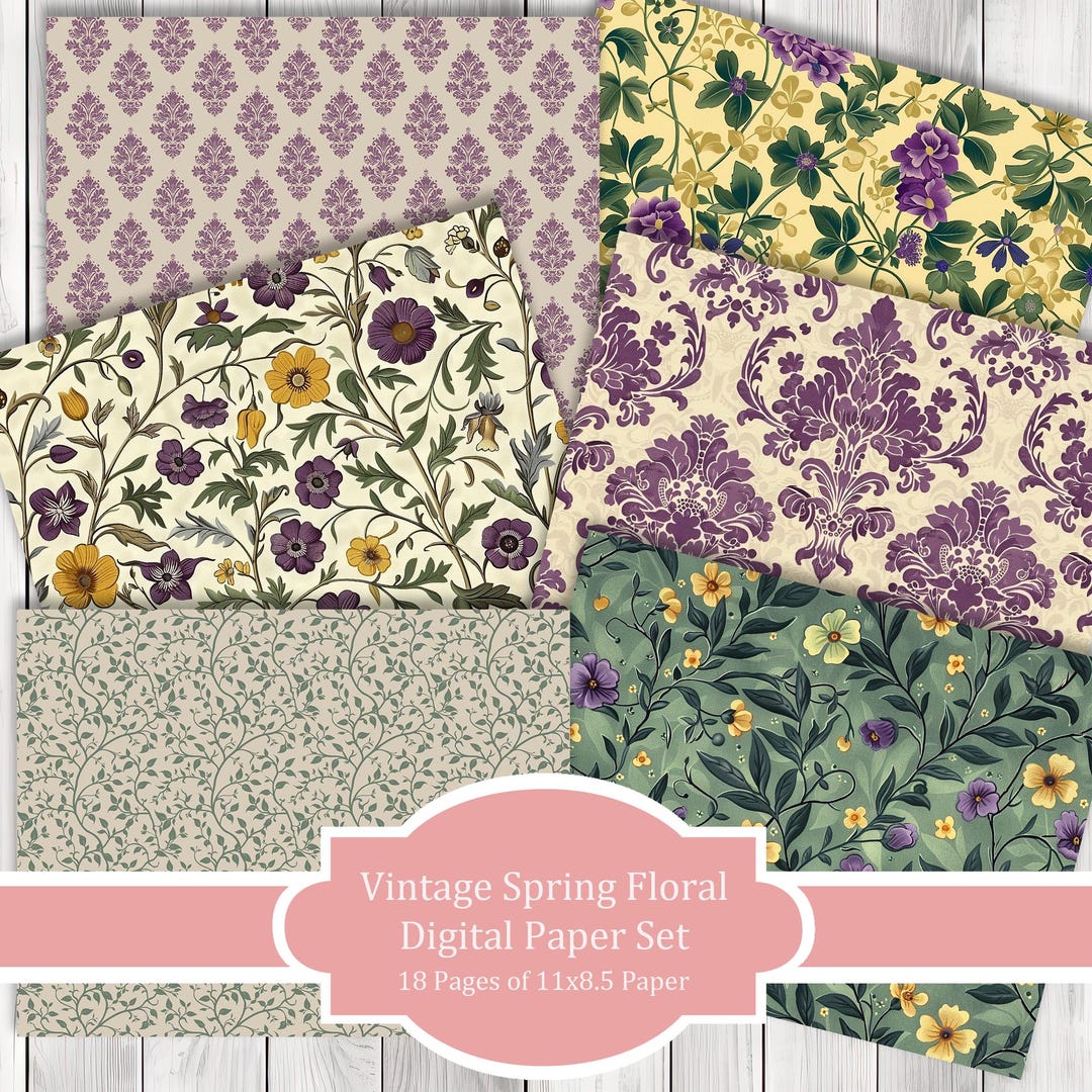 Vintage Spring Floral - Journal Paper Set, Junk Journal Pages, Junk ...