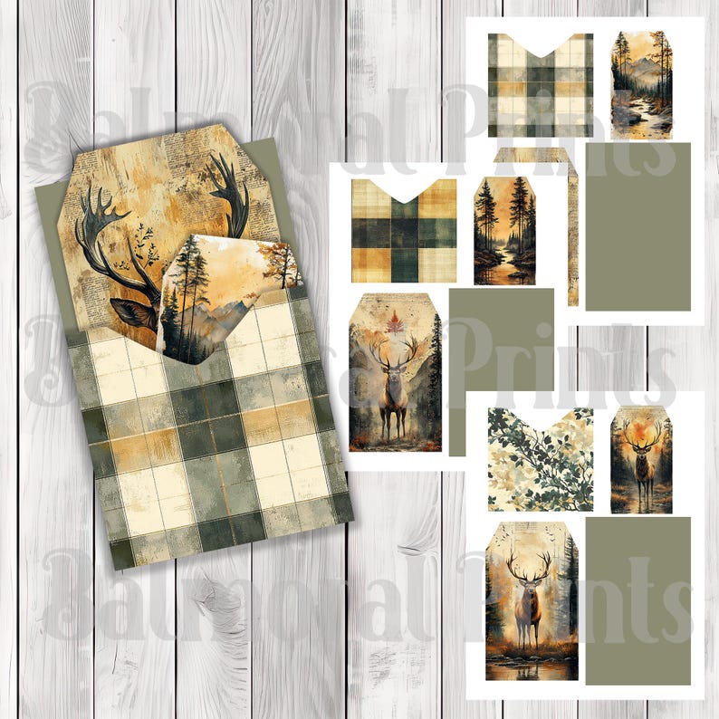 Majestic Stag - Junk Journal Kit, Journal Pages, Papers, Ephemera, Tags ...