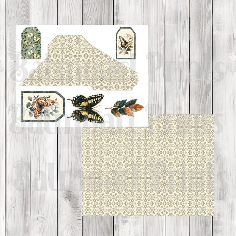 Vintage Green Butterfly Loaded Tag Kit - Loaded Tags | Ephemera Labels ...