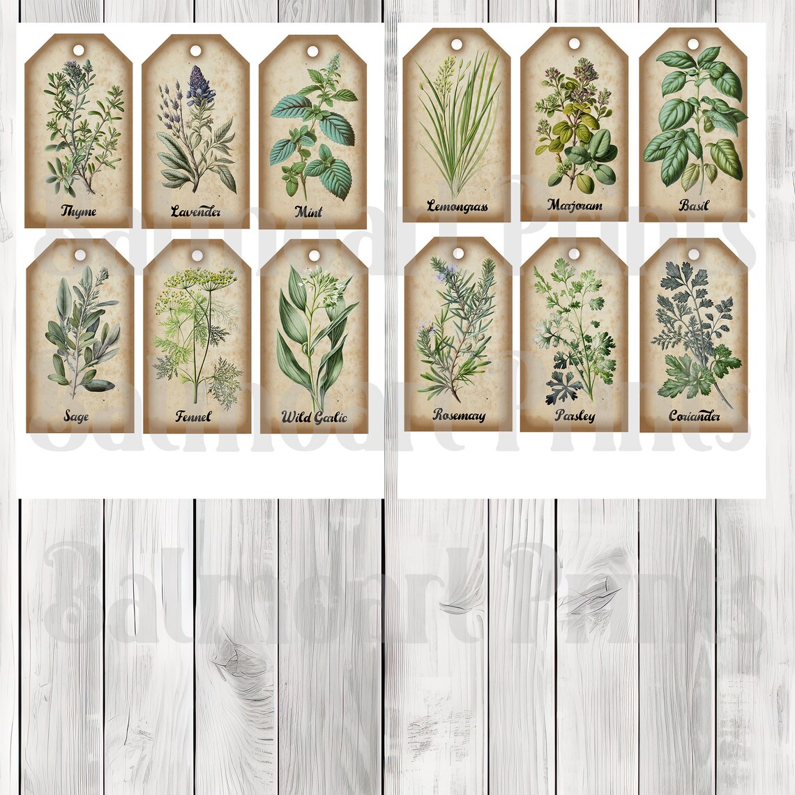 Fresh Herb Identification Journal Tags - Collage Scrapbook - Forest ...