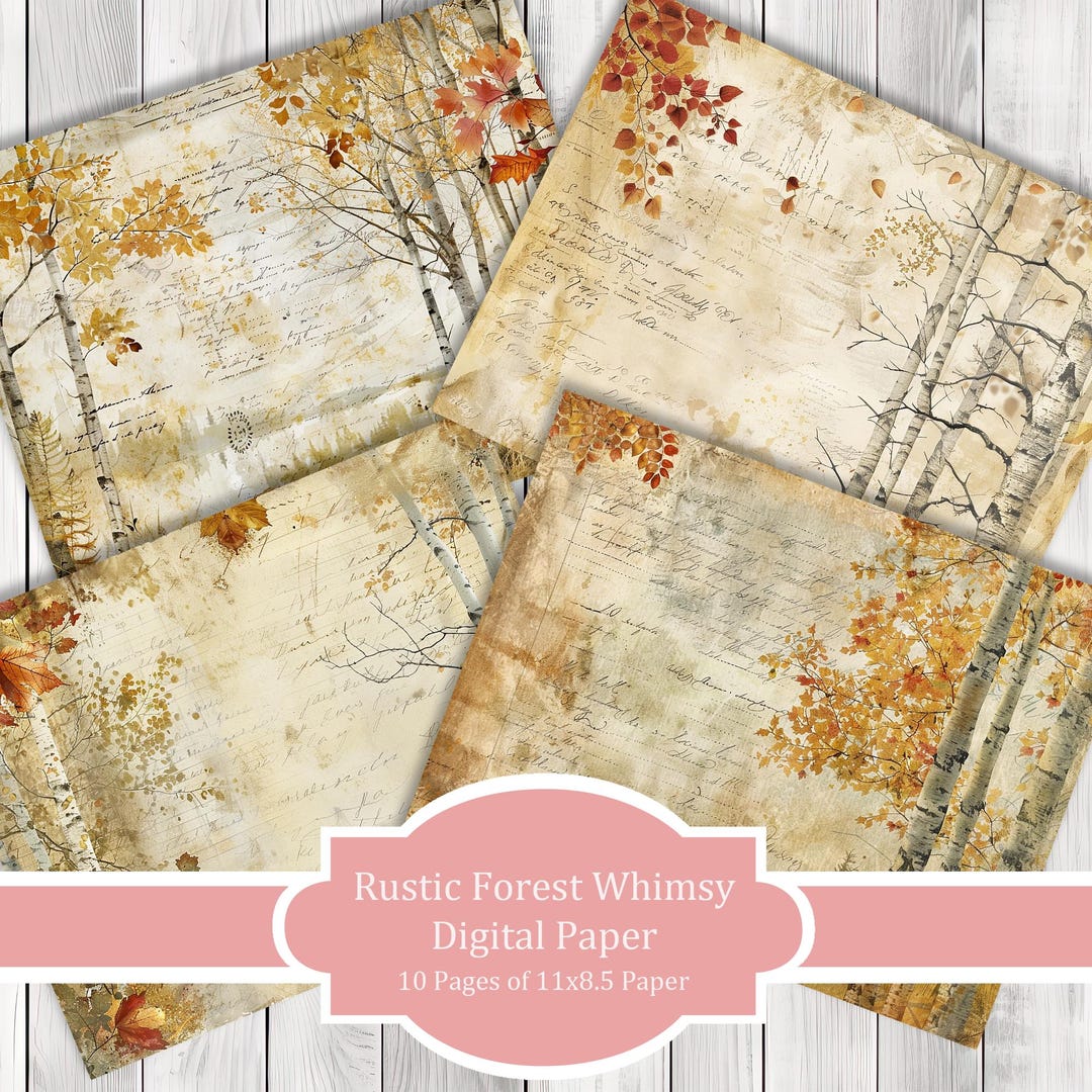Rustic Forest Whimsy - Journal Paper Set, Junk Journal Pages, Junk ...