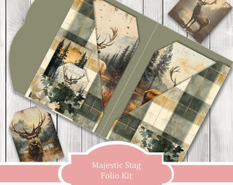 Majestic Stag Folio Kit - Journal Paper Set, Junk Journal Folio ...