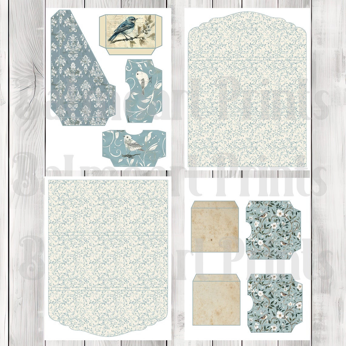 Vintage Birds Fold Out Folio Kit - Journal Paper Set, Junk Journal ...