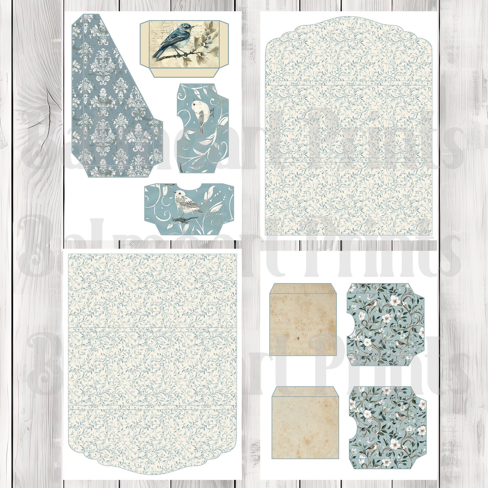 Vintage Birds Fold Out Folio Kit - Journal Paper Set, Junk Journal ...