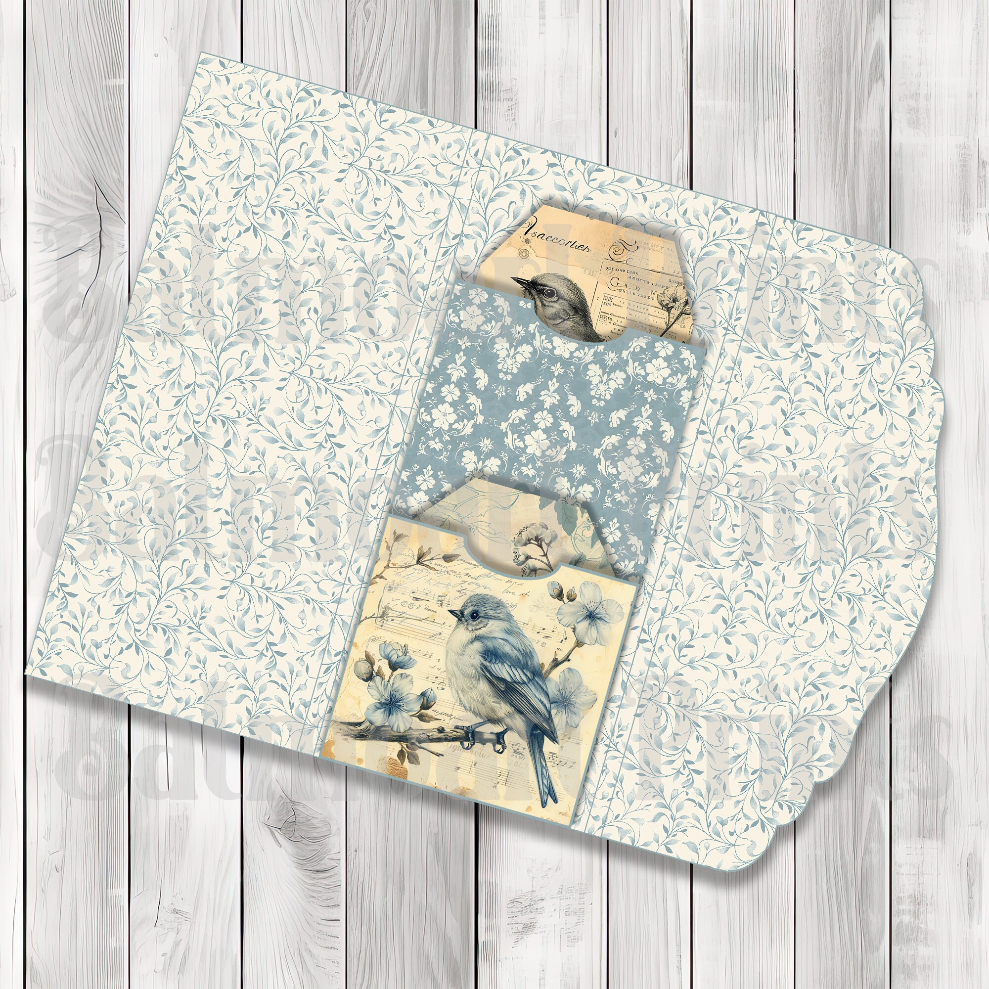 Vintage Birds Fold Out Folio Kit - Journal Paper Set, Junk Journal ...