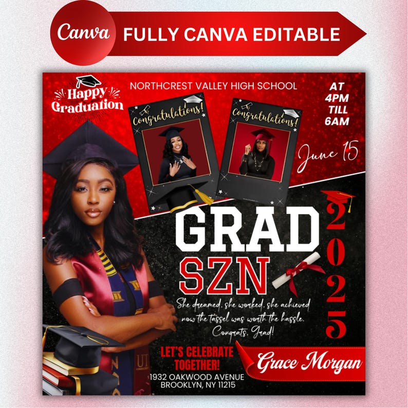 Graduate Flyer, Graduation Party Flyer, Graduation Invitation, College ...