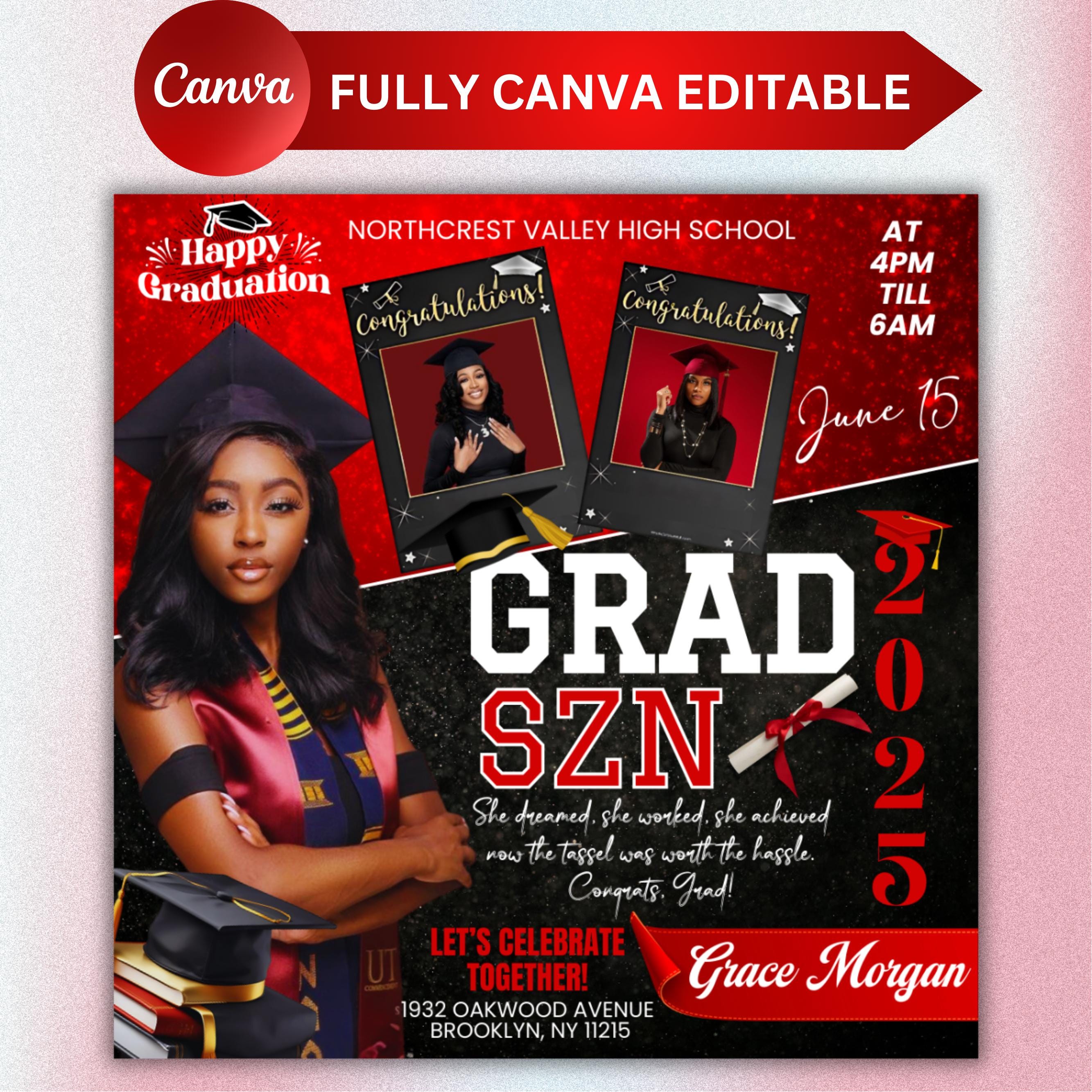Graduate Flyer, Graduation Party Flyer, Graduation Invitation, College ...