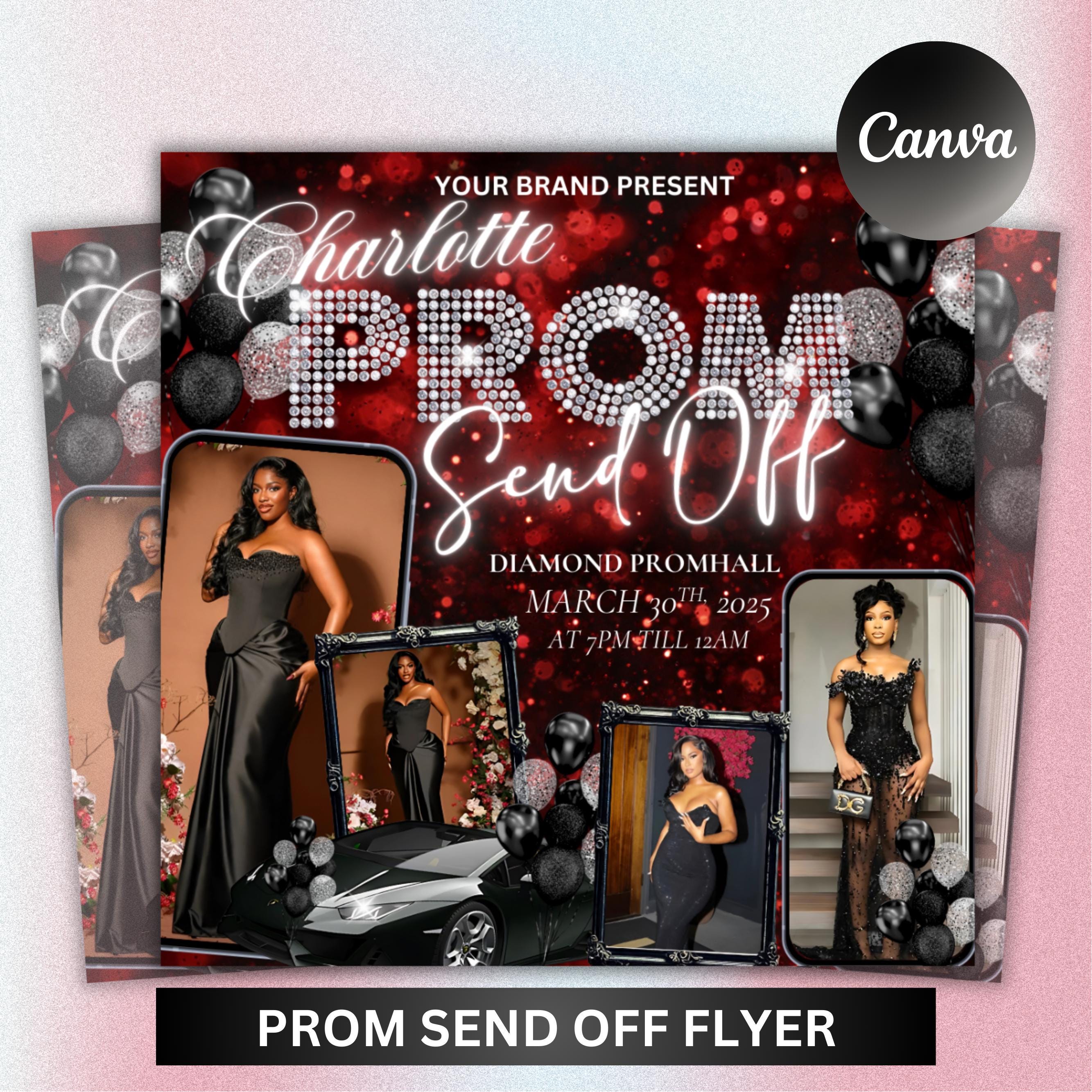 Prom Send off Flyer, DIY Prom Flyer, Prom Canva Template, Prom Send Off ...