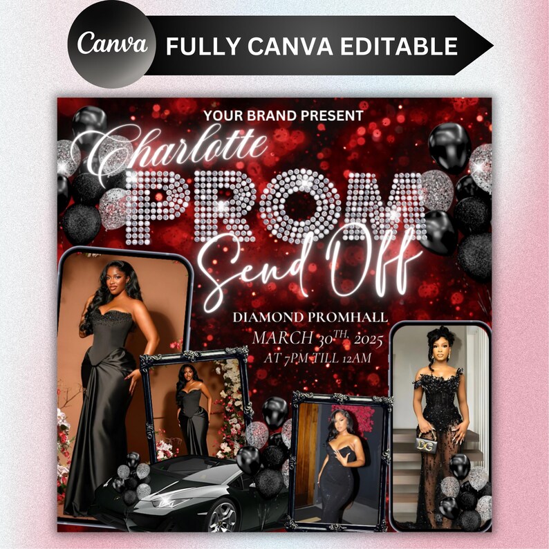 Prom Send off Flyer, DIY Prom Flyer, Prom Canva Template, Prom Send Off ...
