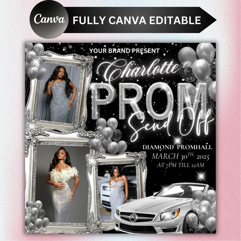 Prom Send off Flyer, DIY Prom Flyer, Prom Canva Template, Prom Send Off ...