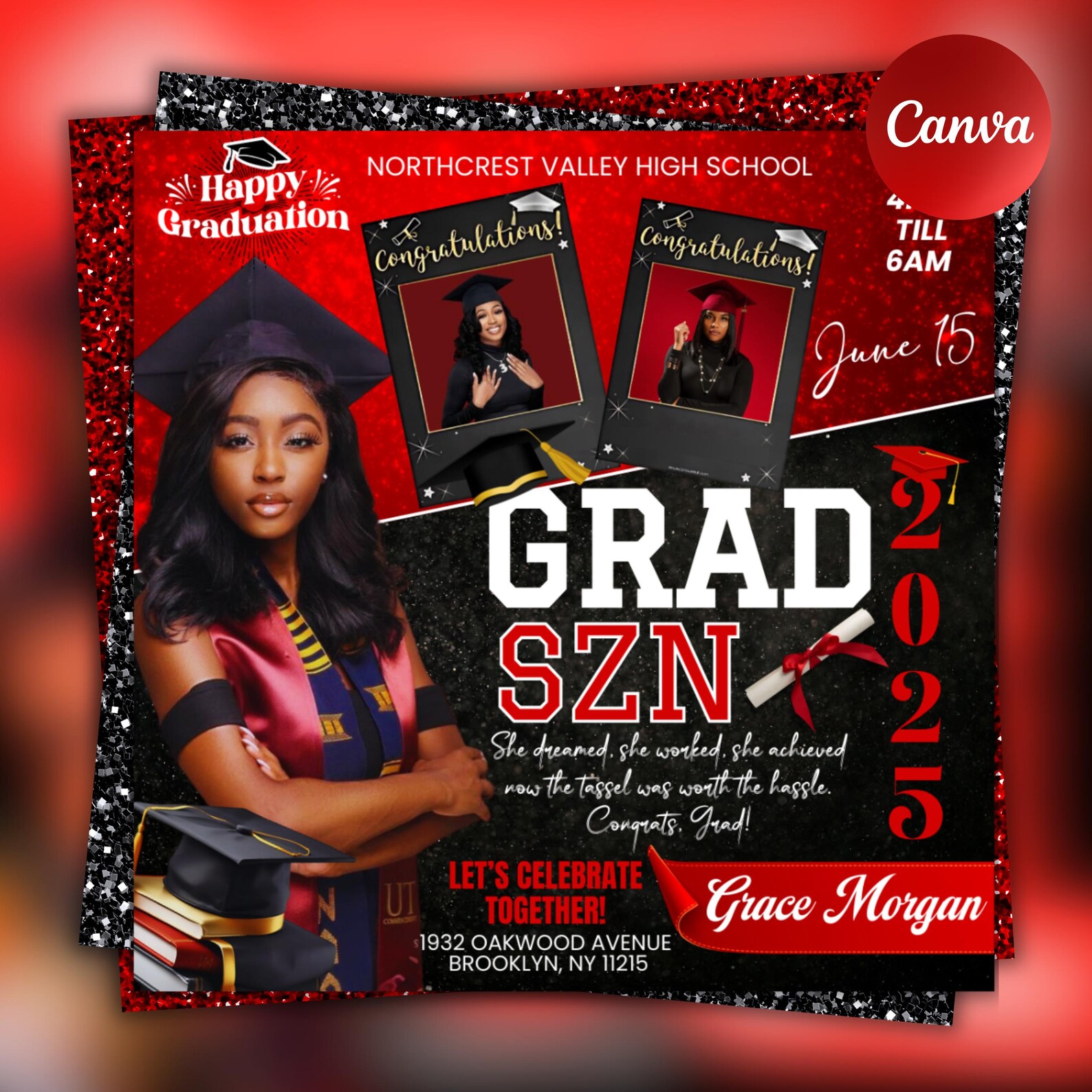 Graduate Flyer, Graduation Party Flyer, Graduation Invitation, College ...