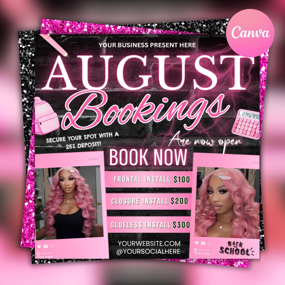 August Booking Flyer, August Appointment Flyer, Back to School Flyer ...