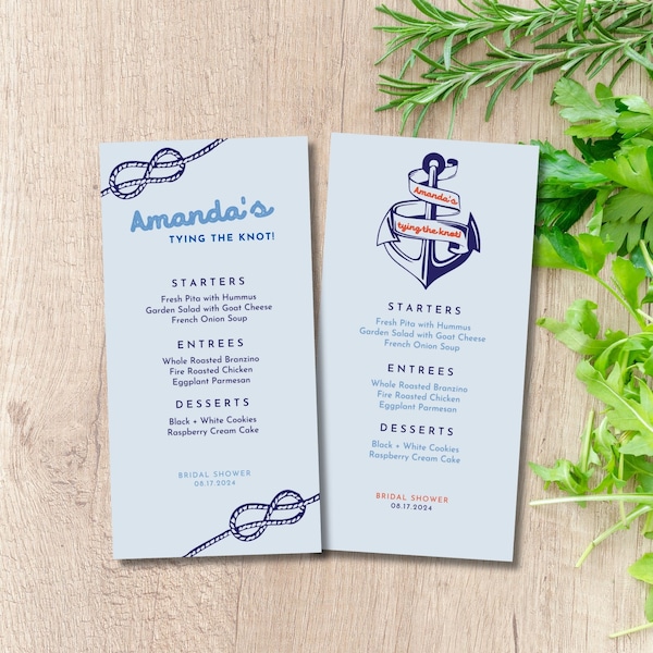 Nautical Theme Menu - Etsy