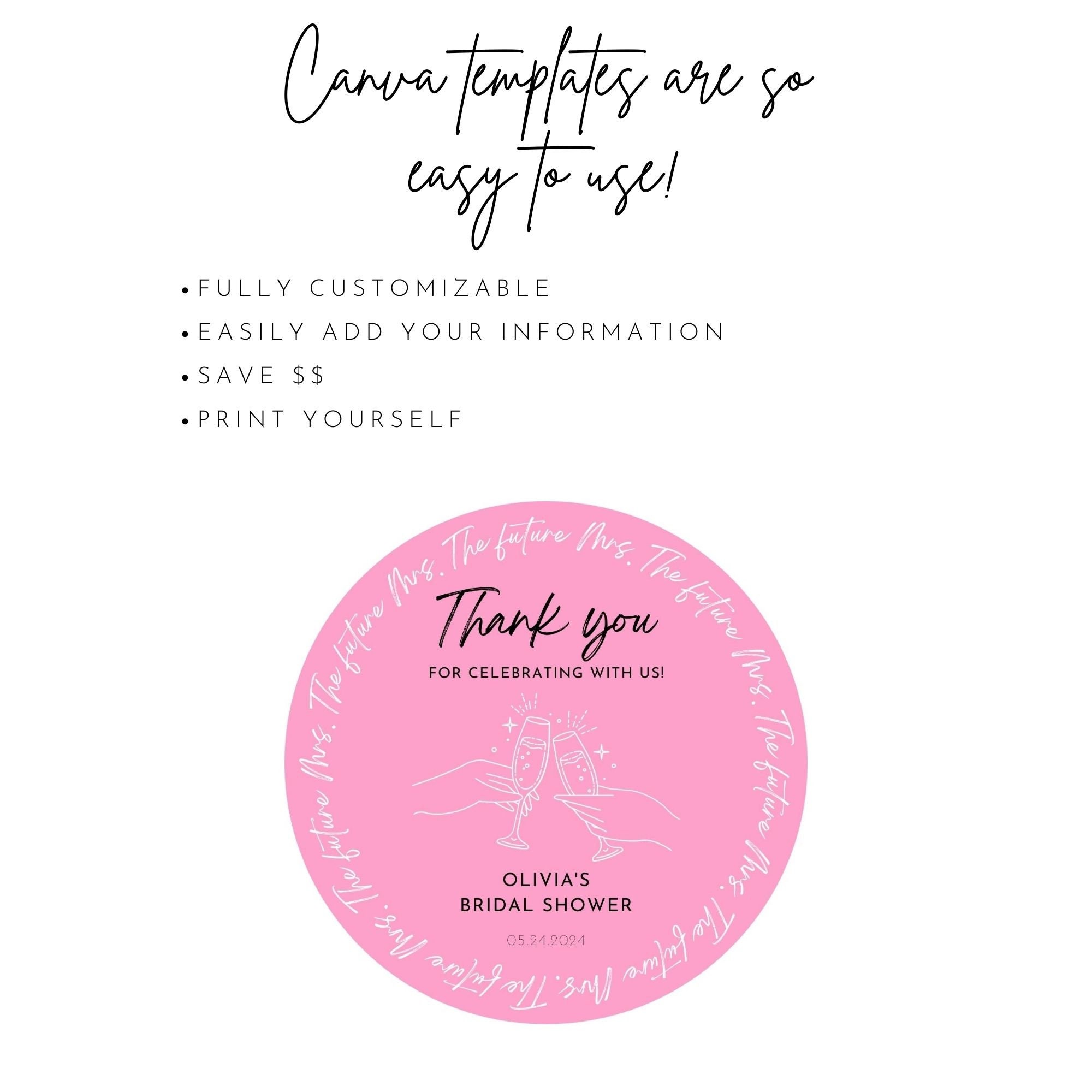 Custom Favor Stickers for Bridal Shower, She Said Yes Editable Favor ...