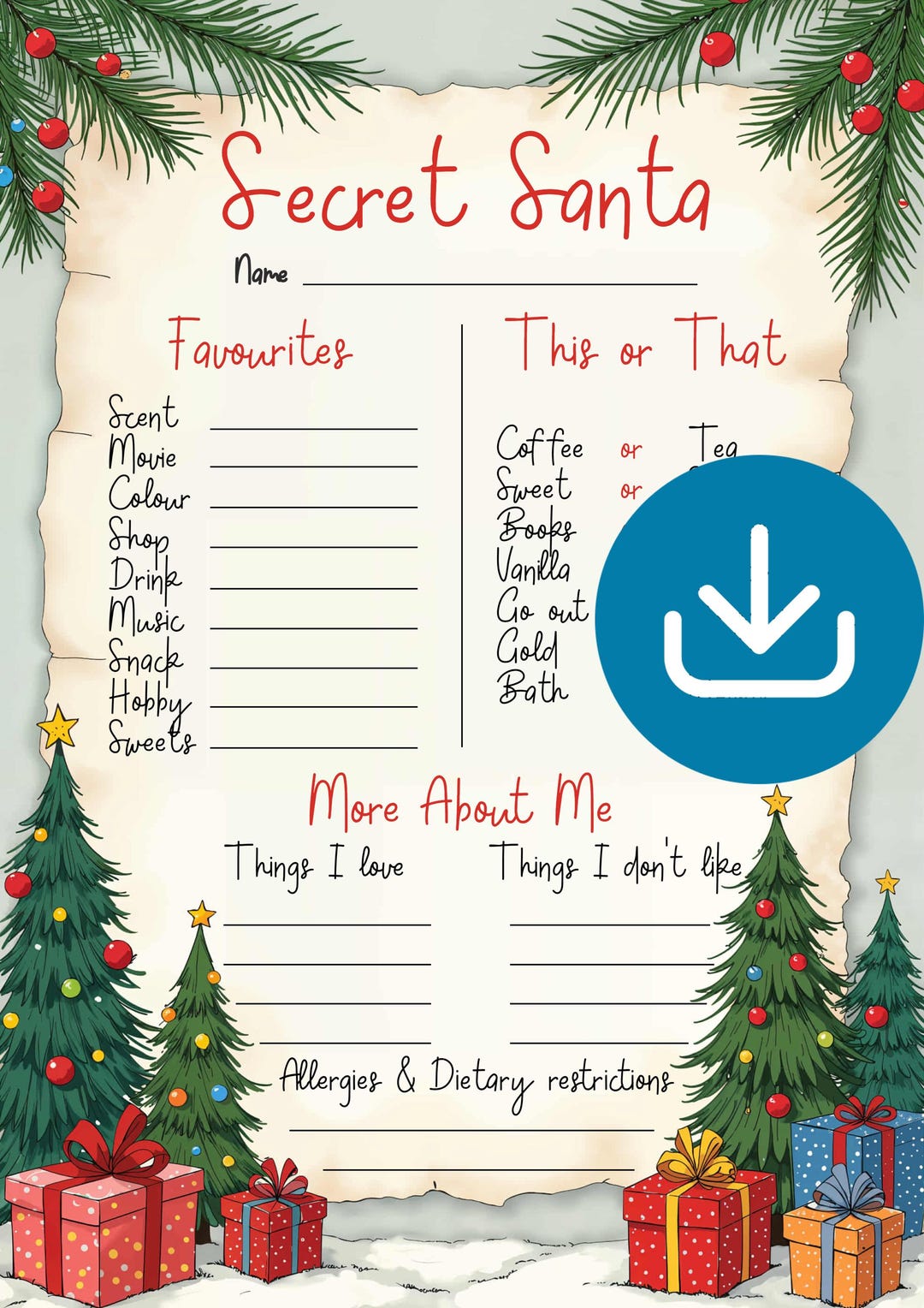 Secret Santa Digital Download - Etsy