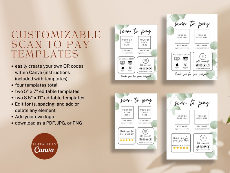 Editable Scan to Pay Sign Qr Code Sign Template Venmo - Etsy Canada