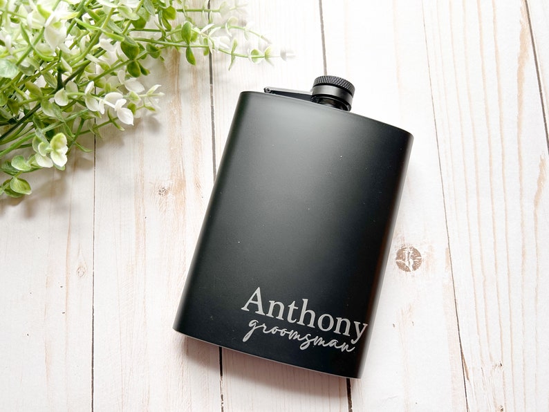 Personalized Groomsmen Matte Black Flask |groomsmen Gifts | Flask for ...