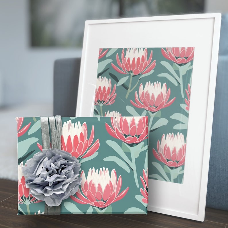 Wrapping Paper With Modern Art Protea. Use It as Gift - Etsy