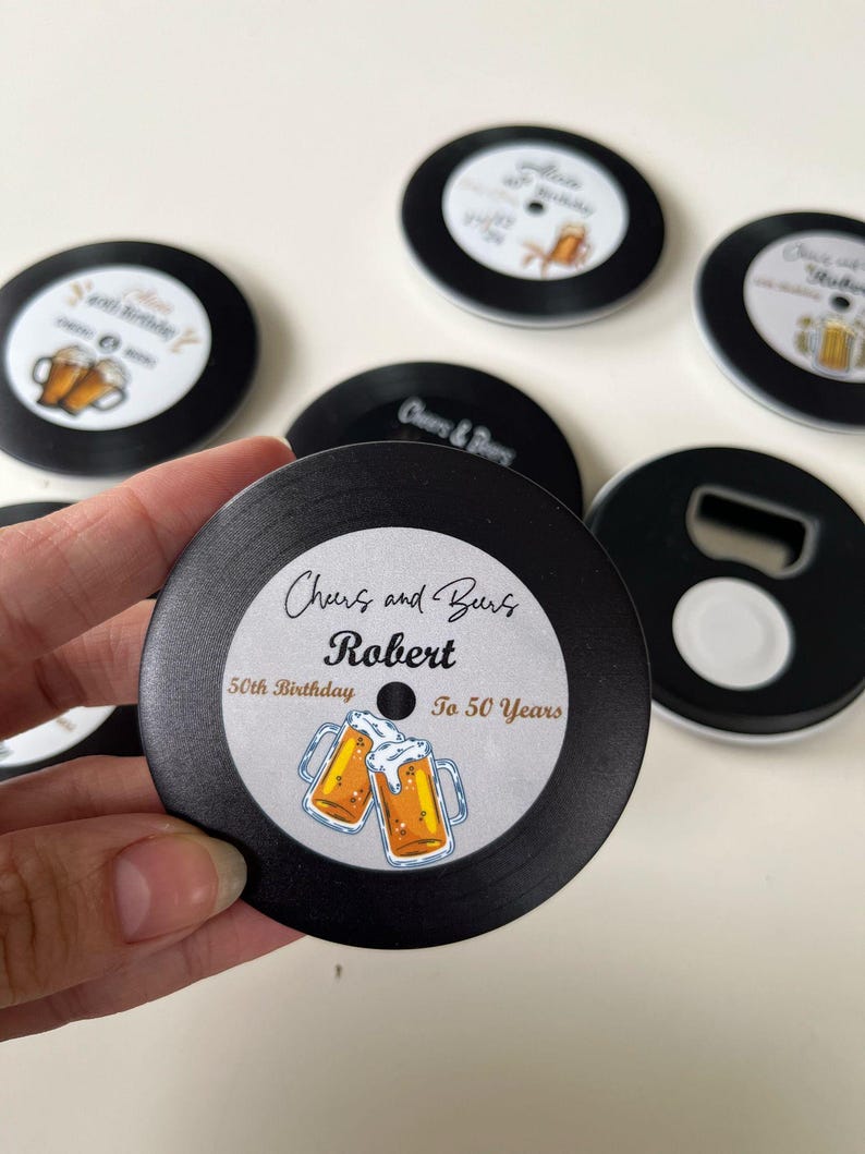 Bottle Opener Magnet, Retro Vinyl Record Themed, Personalized Birthday ...
